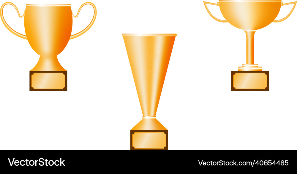 Various realistic golden trophy Royalty Free Vector Image