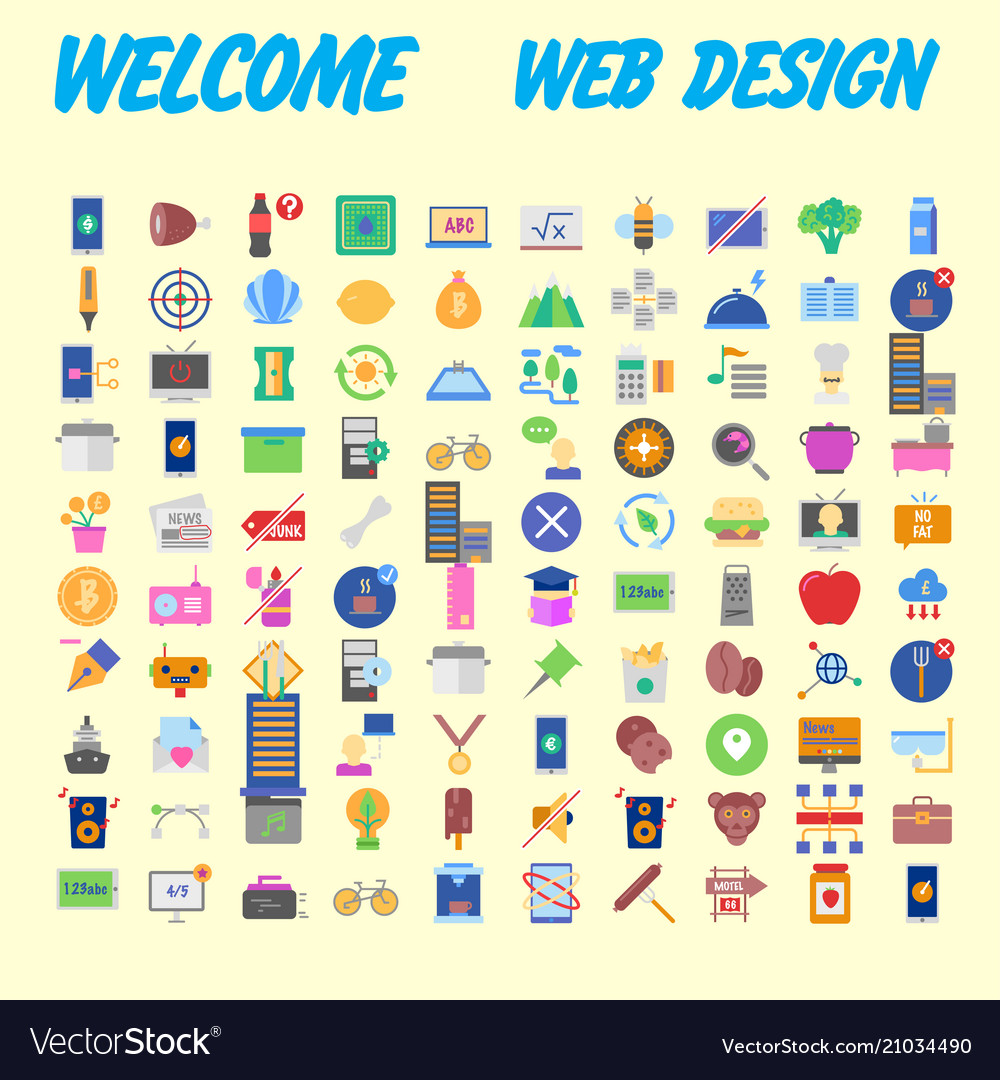 100 icon set trendy thin and simple icons for web Vector Image