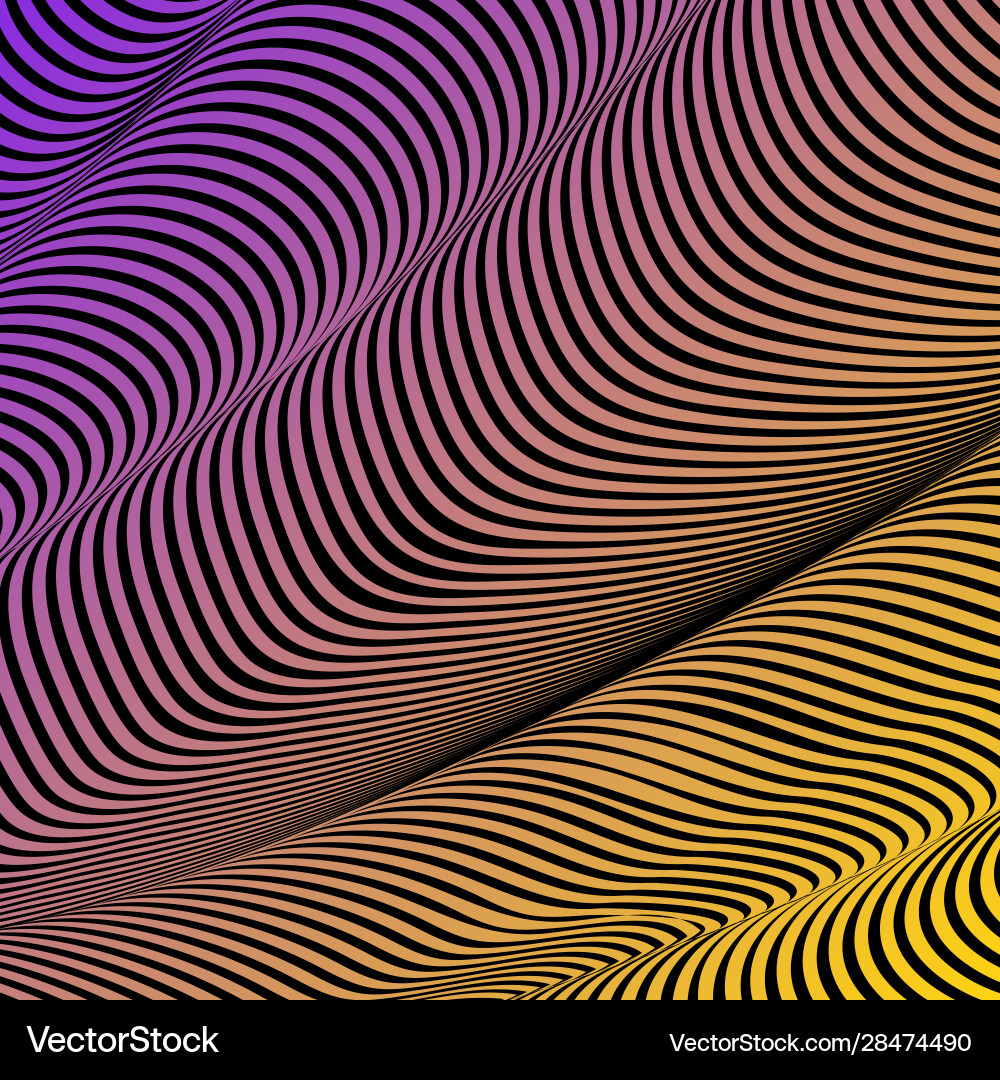 Abstract acid color wavy background optical art Vector Image