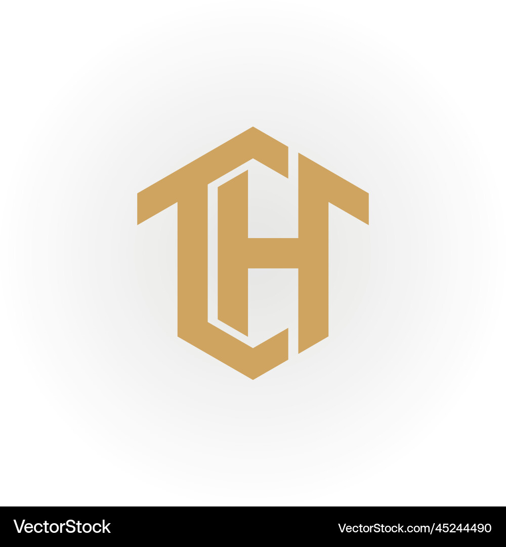 Abstract initial letter ch or hc logo in gold Vector Image