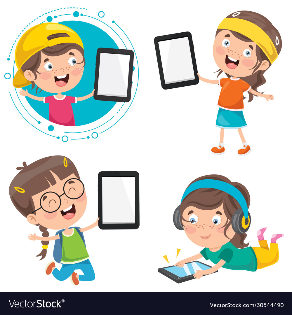Children using technology devices Royalty Free Vector Image