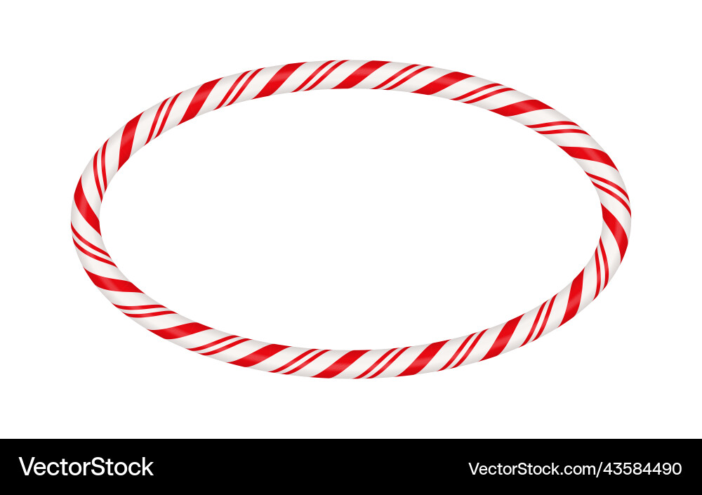 Christmas candy cane oval frame with red and white
