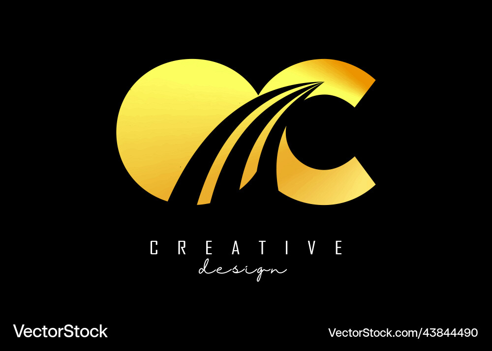 Creative golden letters oc o c logo with leading Vector Image