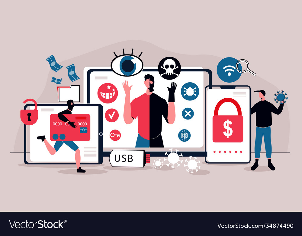 Cybersecurity flat concept Royalty Free Vector Image