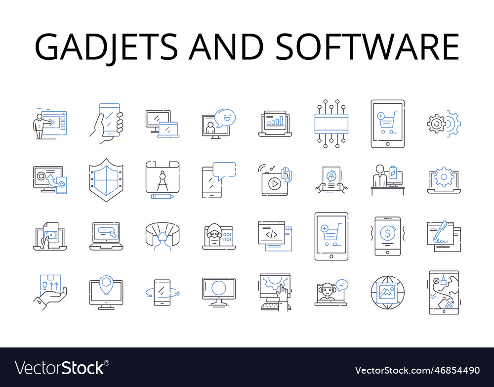 Gadjets and software line icons collection Vector Image
