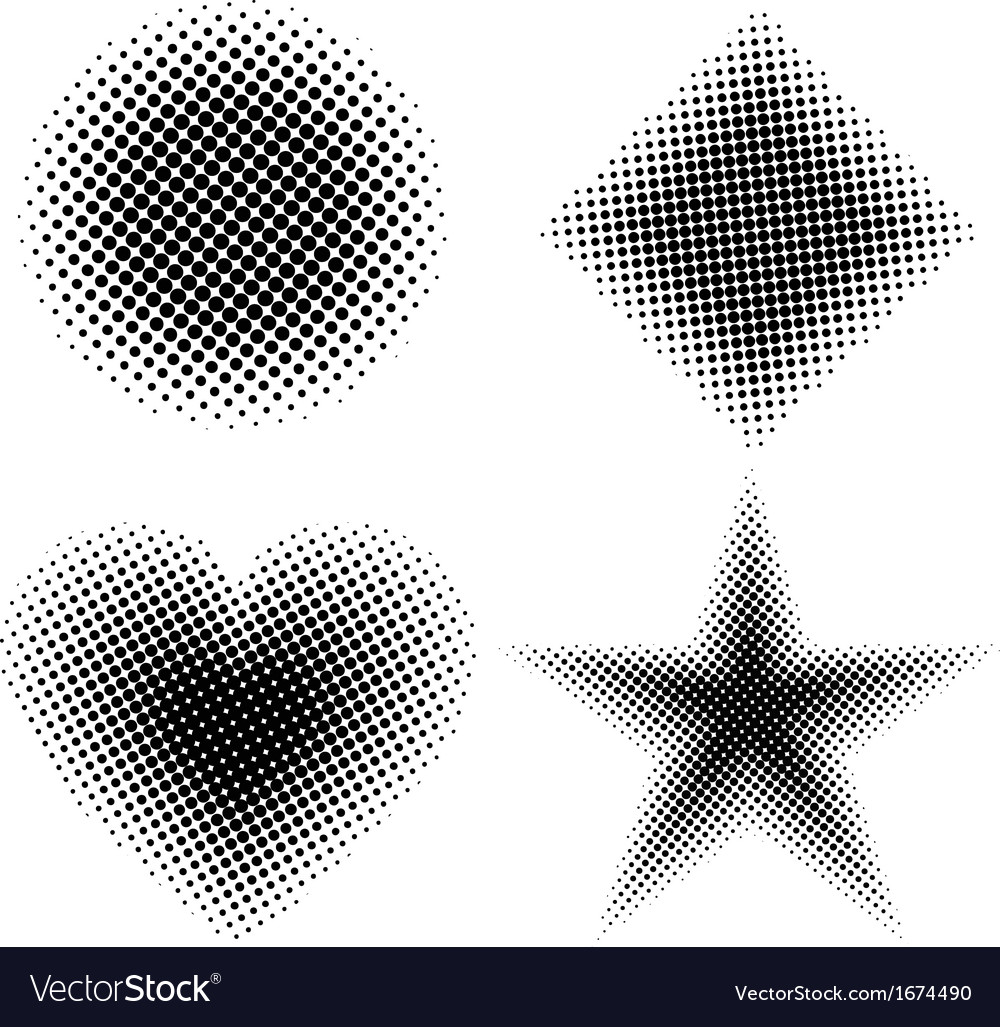 Halftone shapes Royalty Free Vector Image - VectorStock