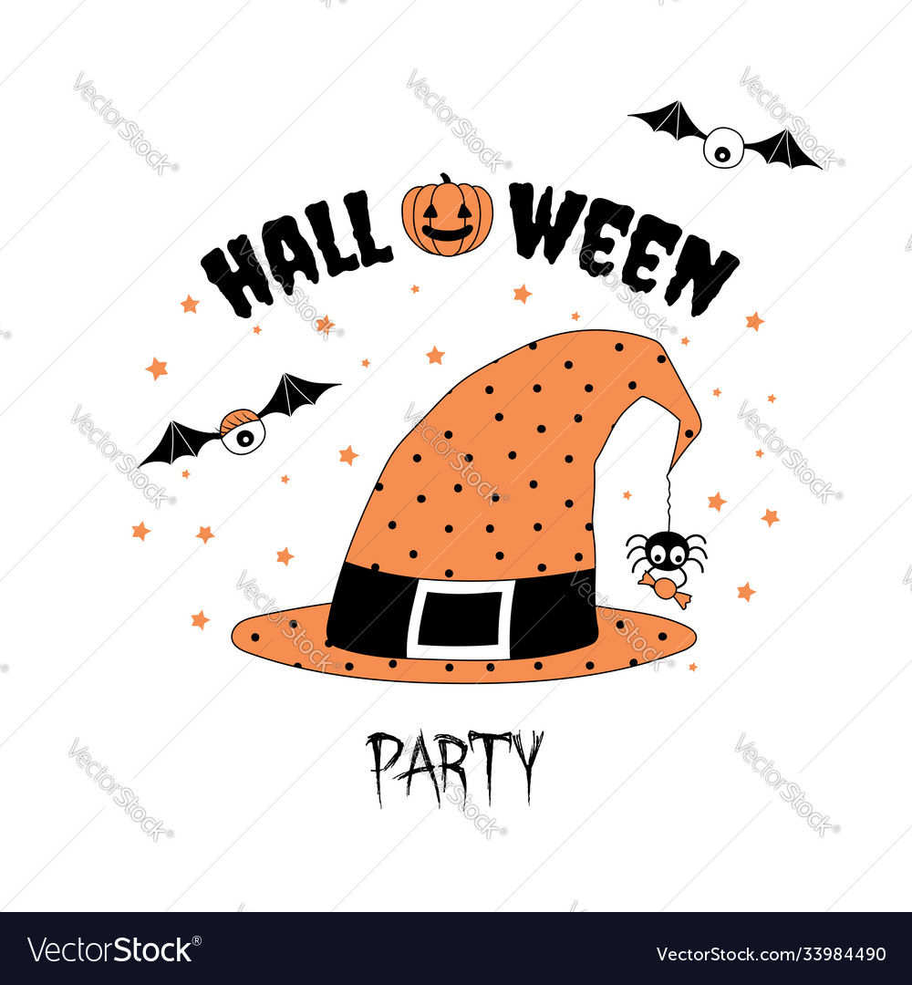 Halloween party witch hat Royalty Free Vector Image