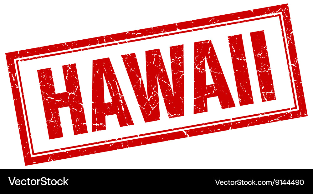 Hawaii red square grunge stamp on white Royalty Free Vector