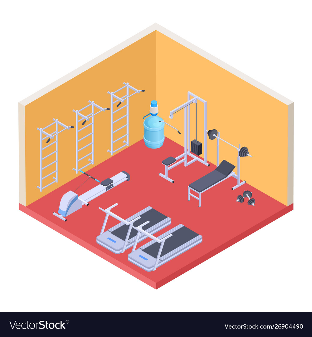 Isometric gym and fitness equipment Royalty Free Vector