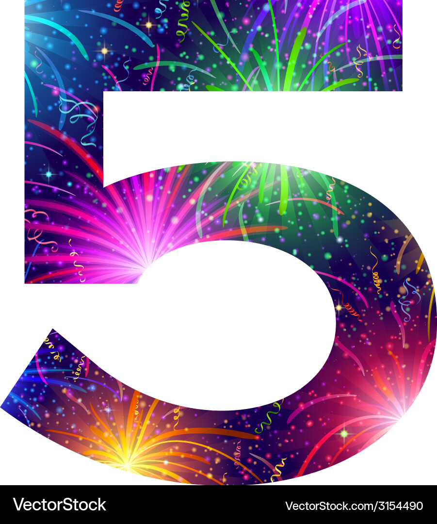 Number of colorful firework five Royalty Free Vector Image