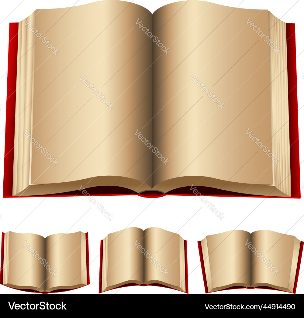 Open red books with old beige pages Royalty Free Vector