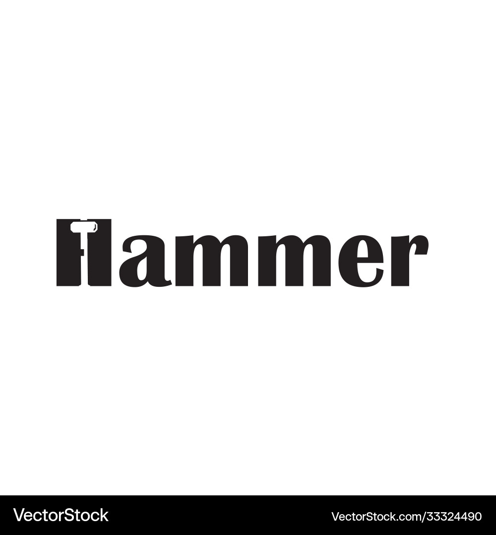 Silhouette hammer on letter h Royalty Free Vector Image