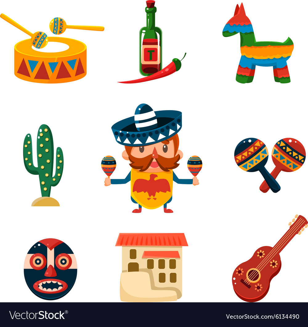 Traditional mexical objects Royalty Free Vector Image