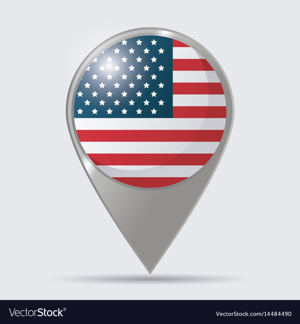 Usa flag pointer map location glossy design Vector Image