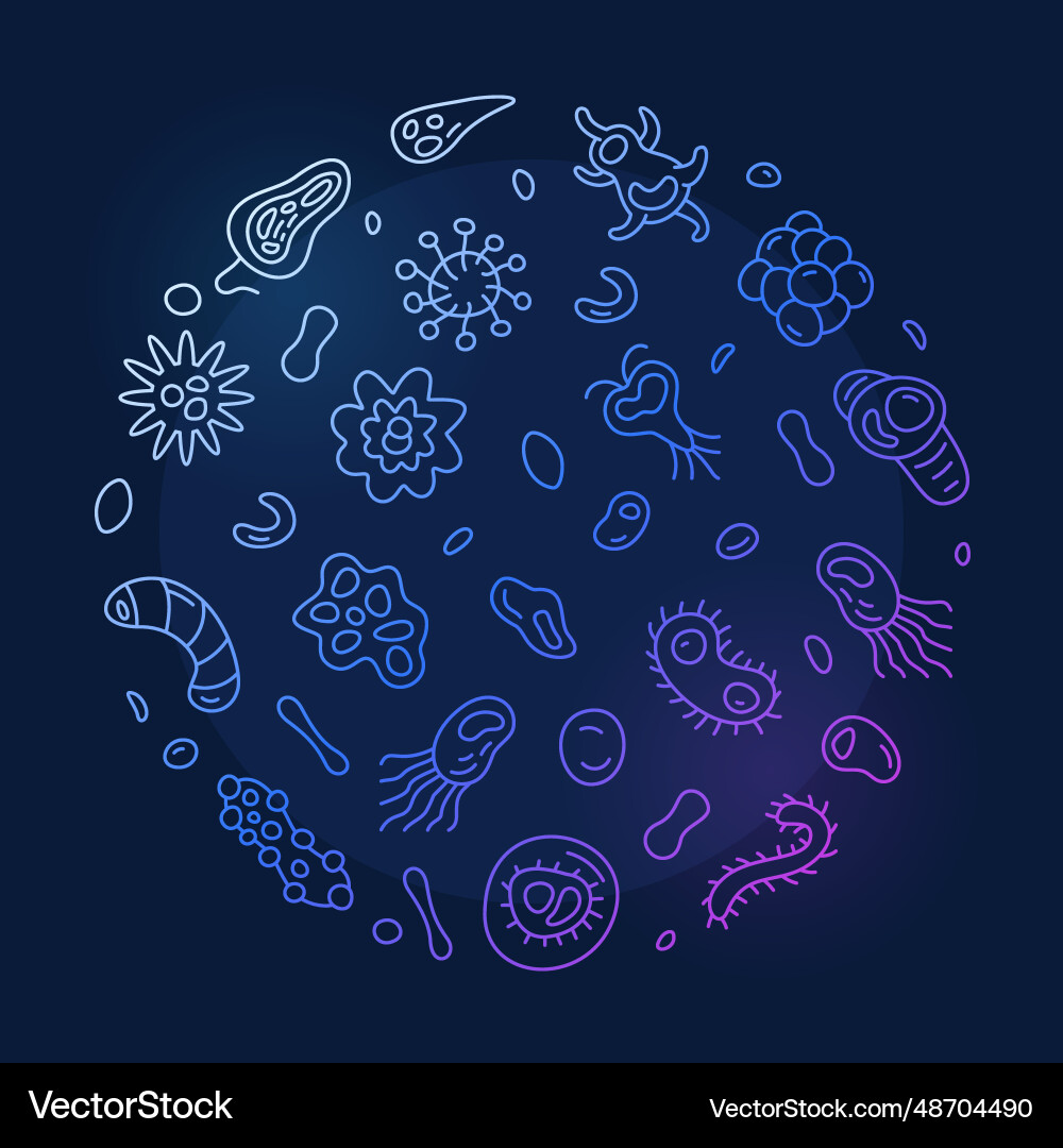 Viruses concept outline blue modern round banner Vector Image