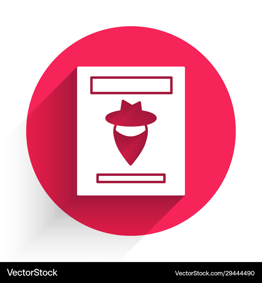 White wanted western poster icon isolated Vector Image
