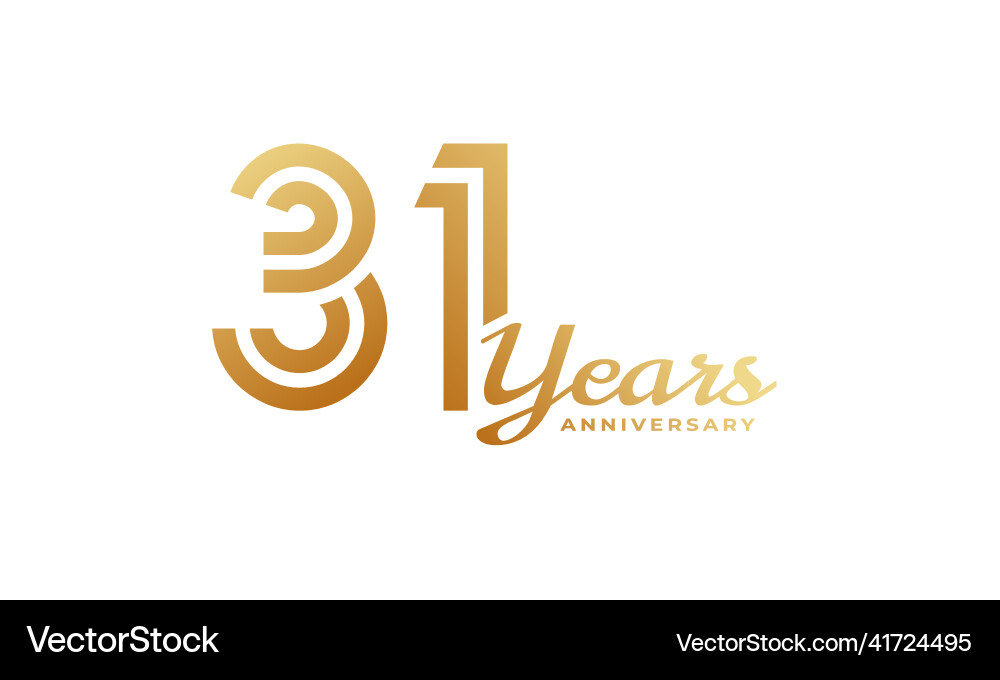 31 year anniversary celebration with handwriting Vector Image