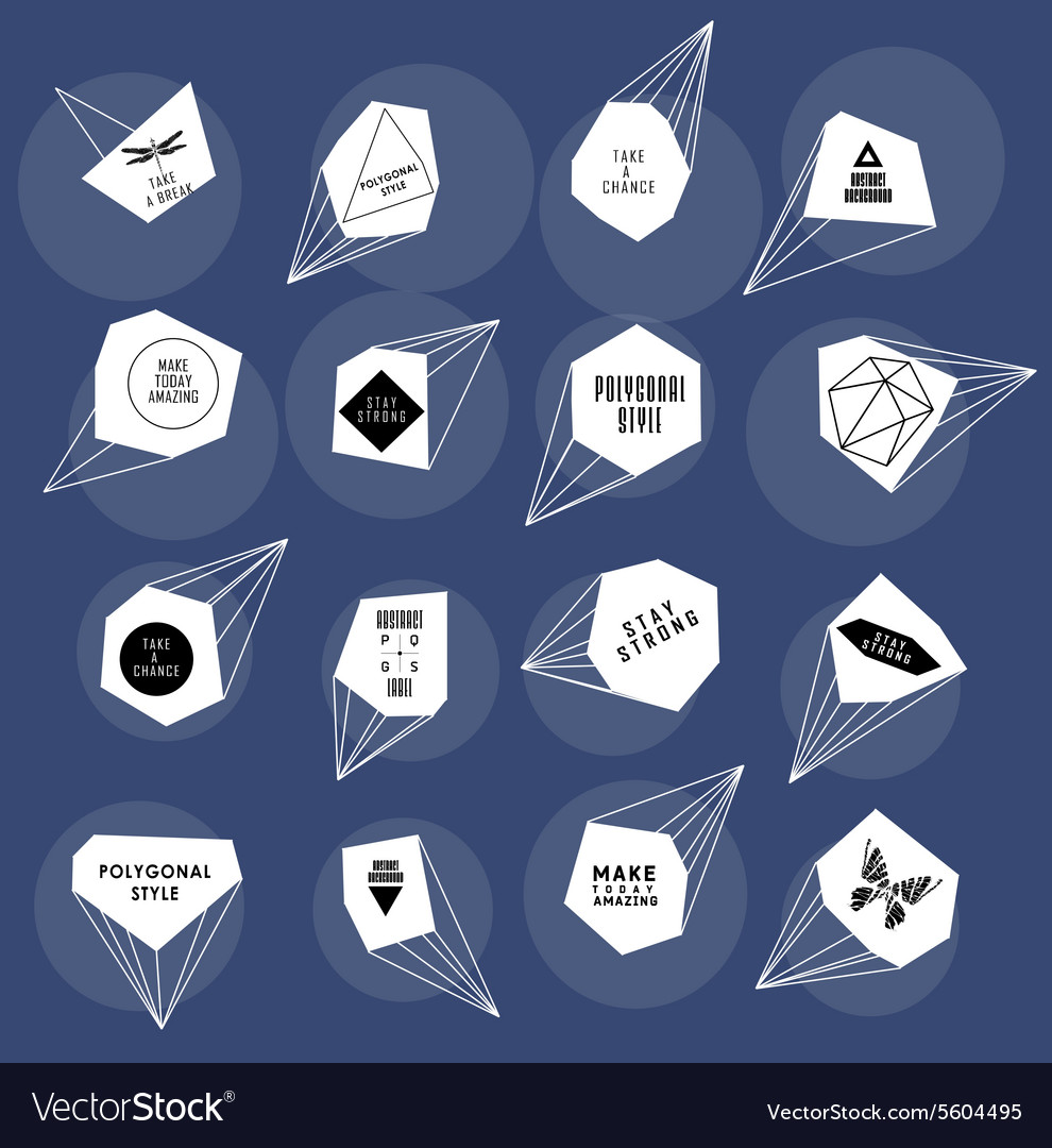 Abstract polygonal label design elements Vector Image