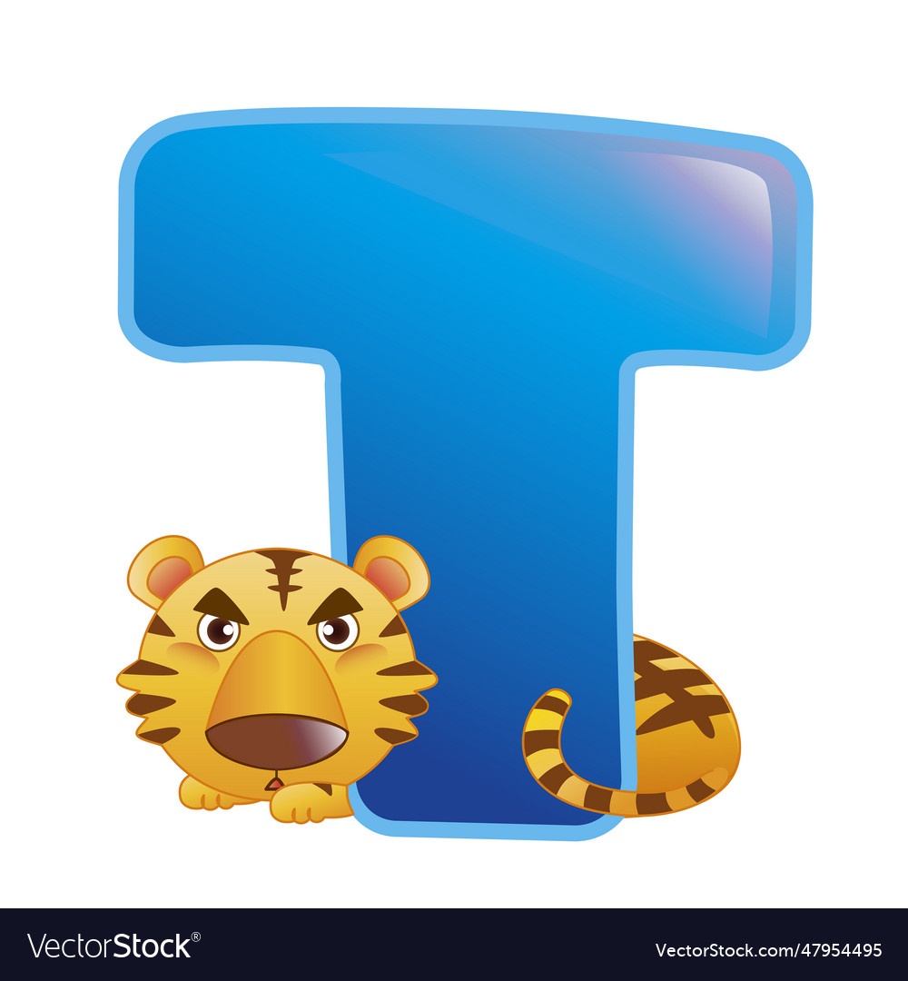 Animal alphabet t Royalty Free Vector Image - VectorStock