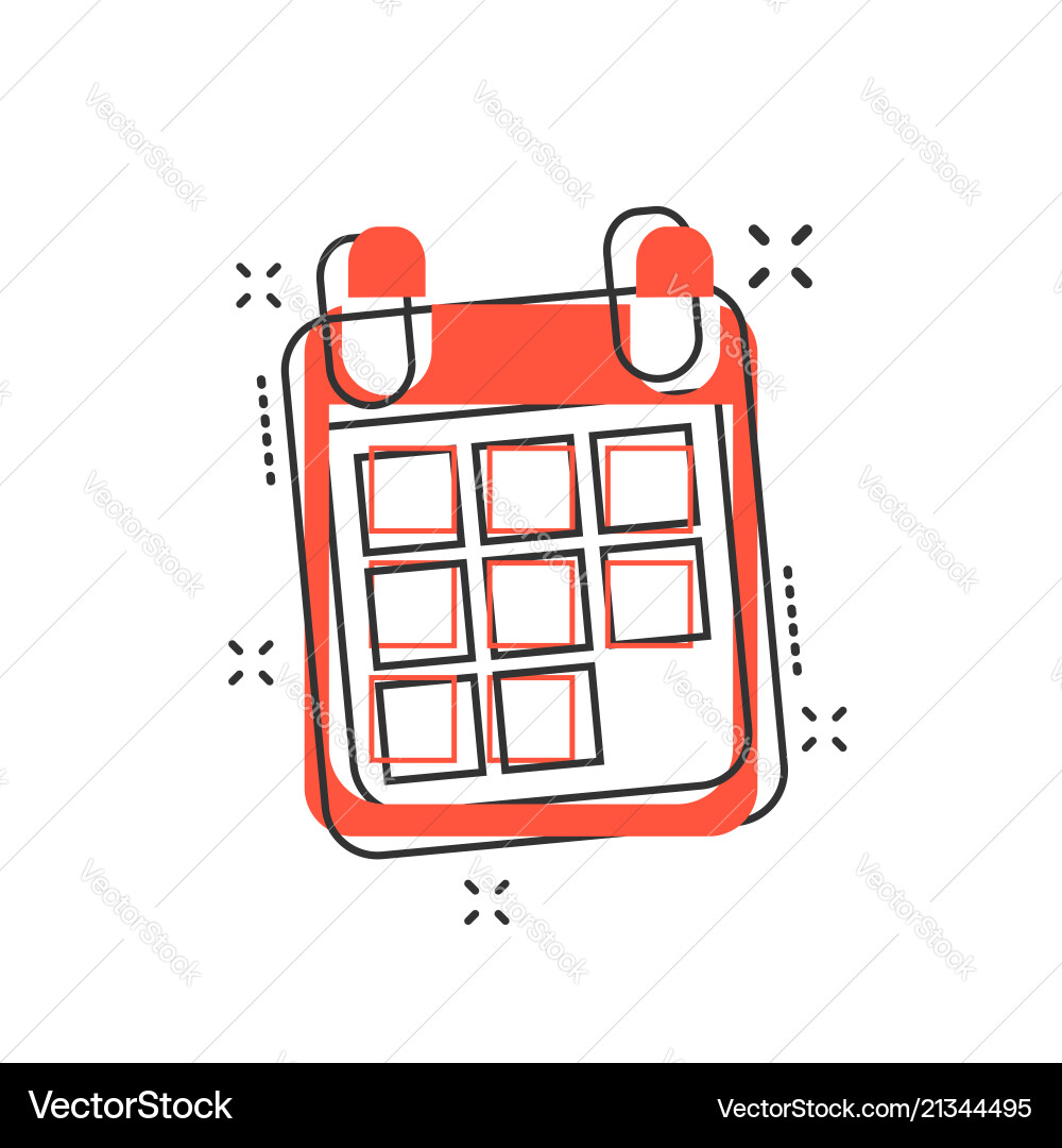 Cartoon calendar icon in comic style Royalty Free Vector
