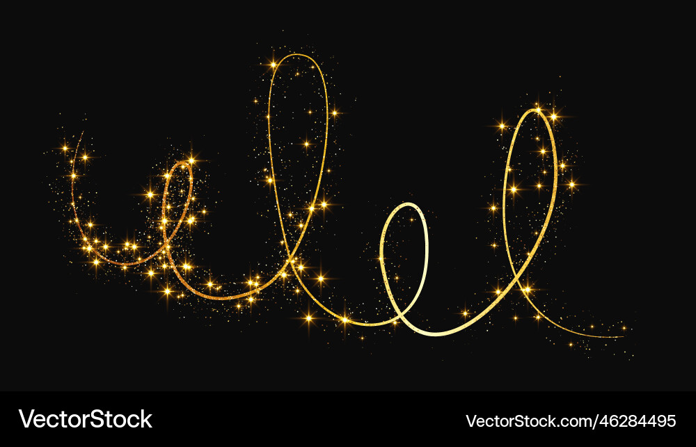 Gold glittering confetti wave and stardust Vector Image