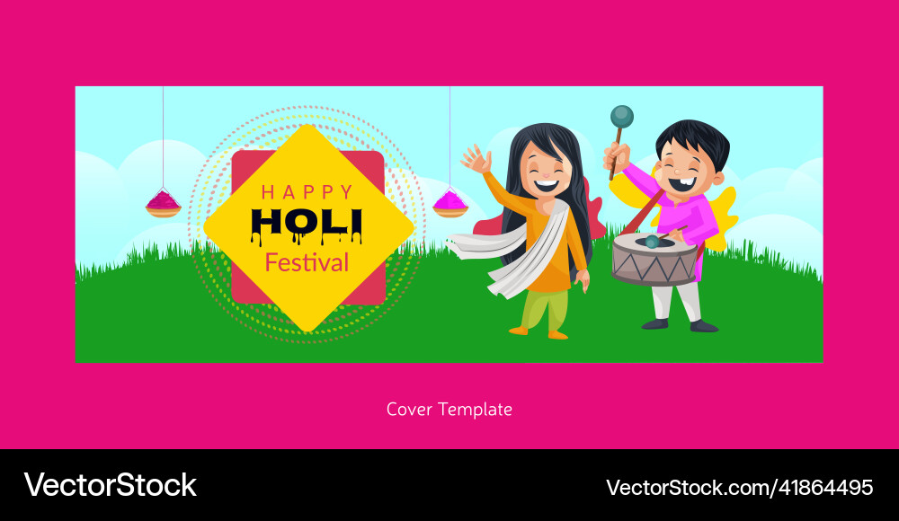 Happy holi cover page design Royalty Free Vector Image