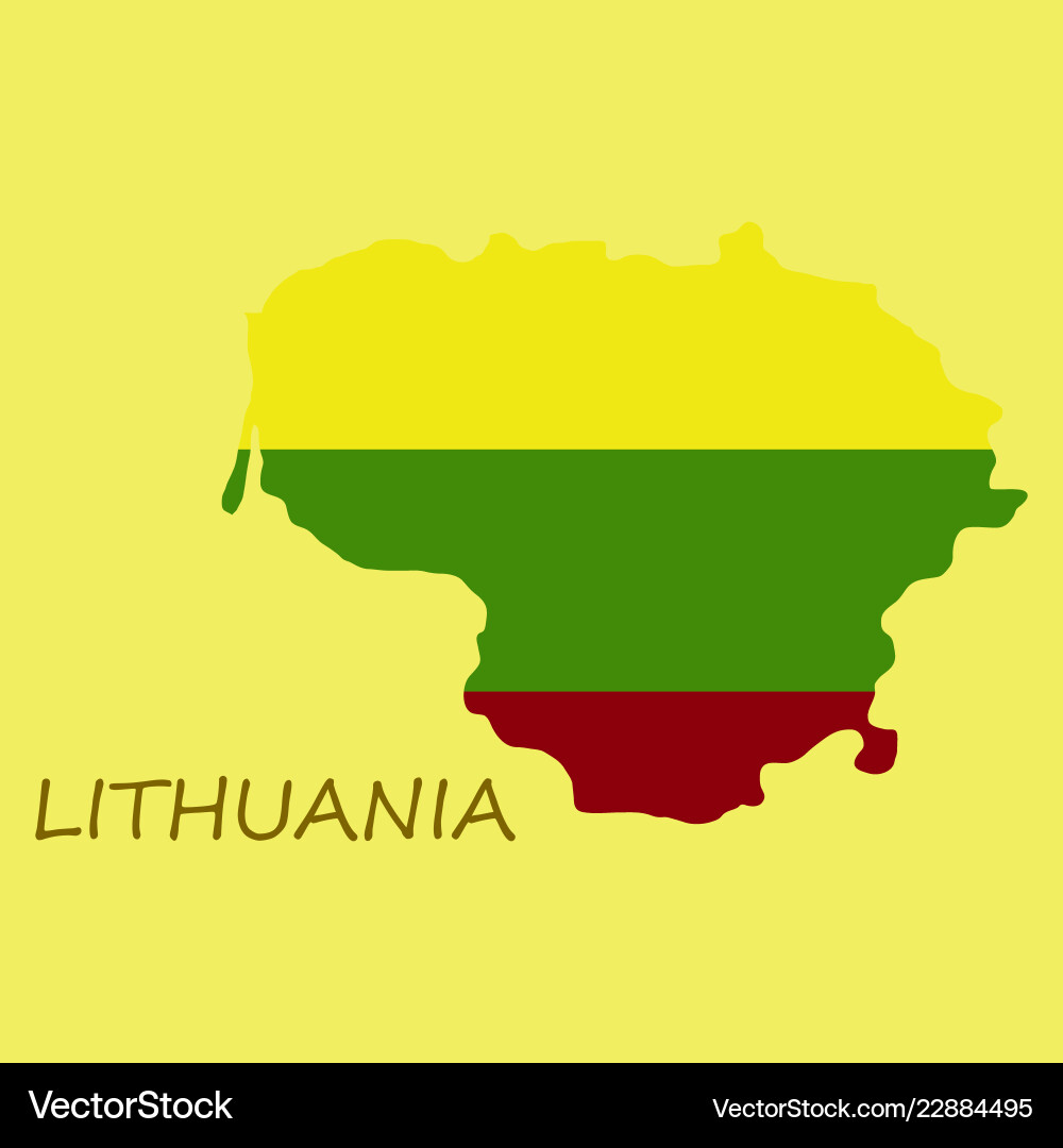 Map of lithuania with flag as texture isolated Vector Image