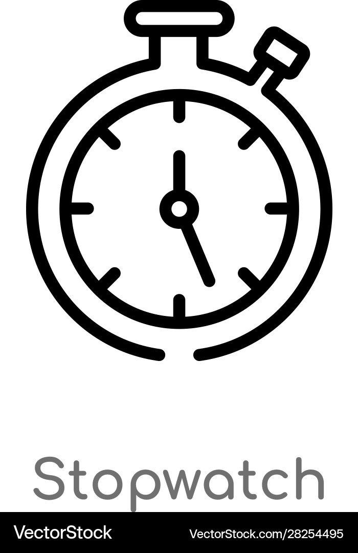 Outline stopwatch icon isolated black simple line Vector Image