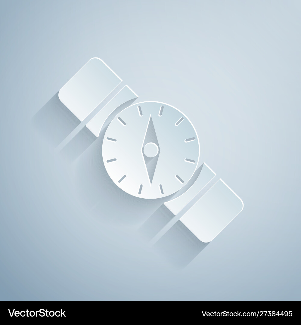 Paper cut compass icon isolated on grey background