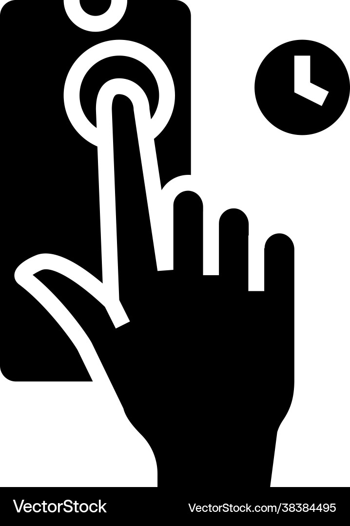 Press and holding phone display glyph icon Vector Image
