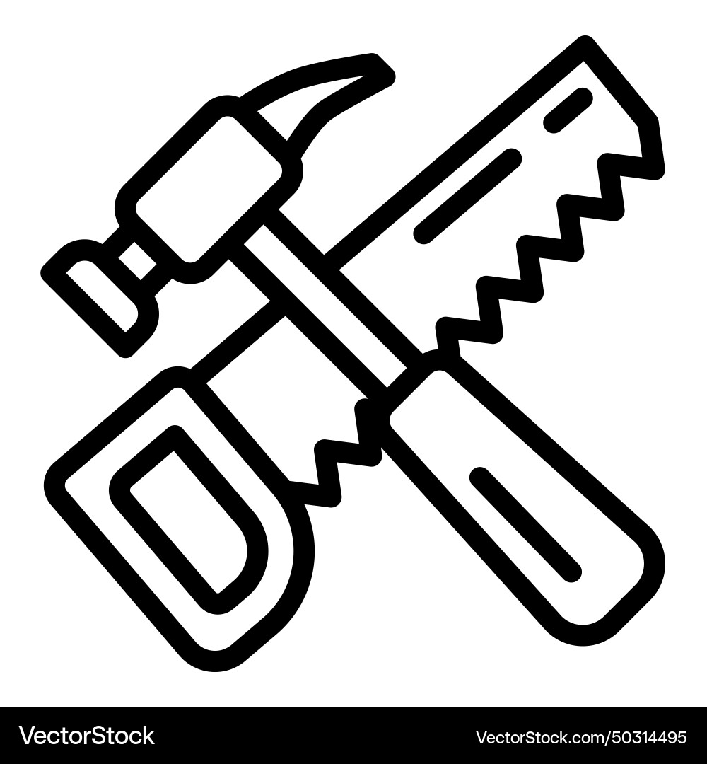 Saw and hammer flat icon isolated on white Vector Image