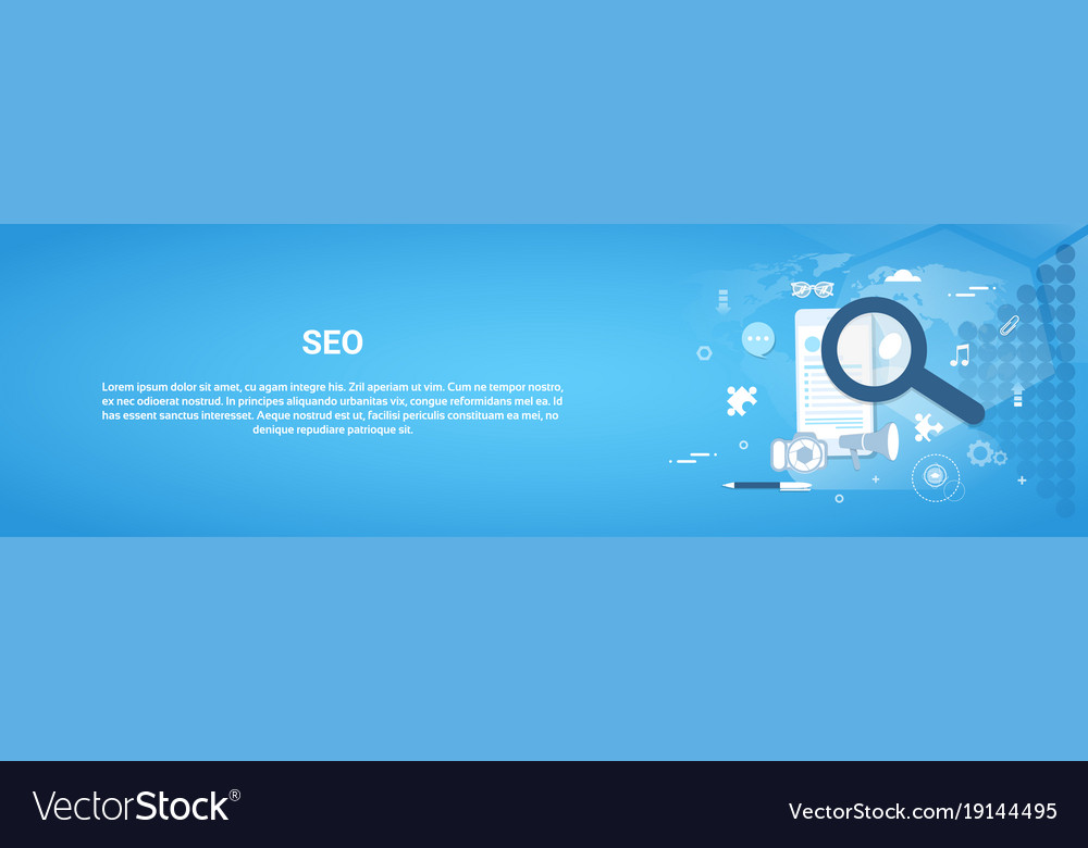 Seo optimization concept horizontal web banner Vector Image