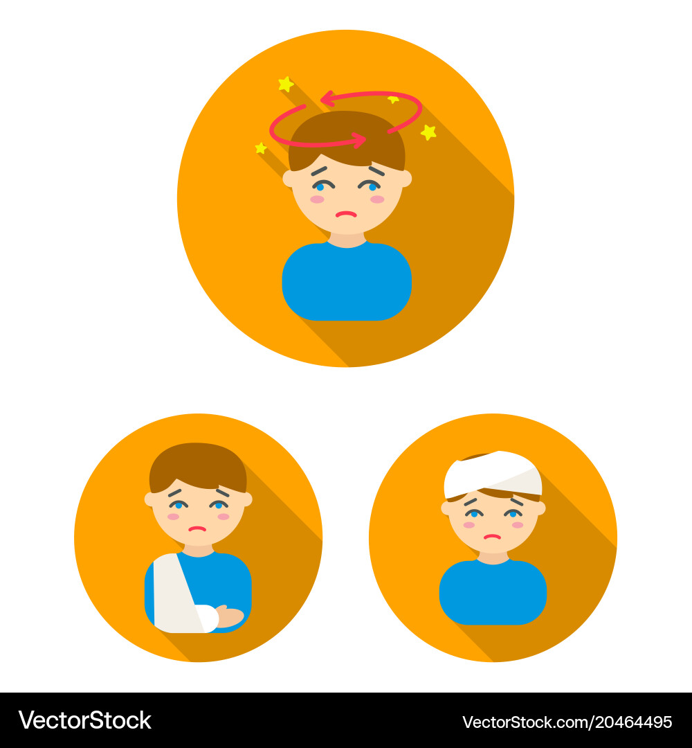 Sick man flat icons in set collection Royalty Free Vector