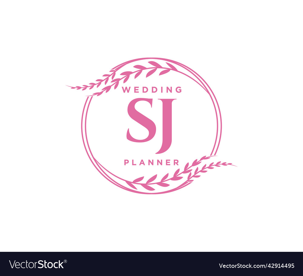 Sj initials letter wedding monogram logos Vector Image