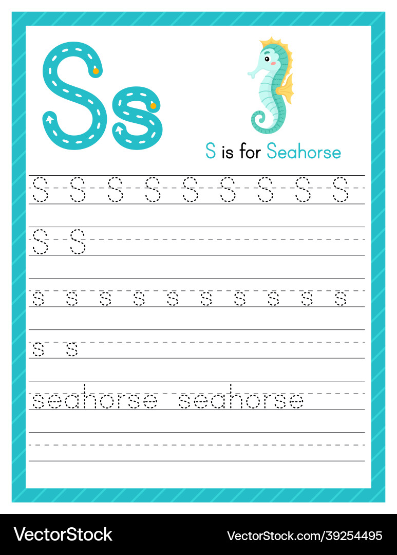 Trace letter s uppercase and lowercase alphabet Vector Image