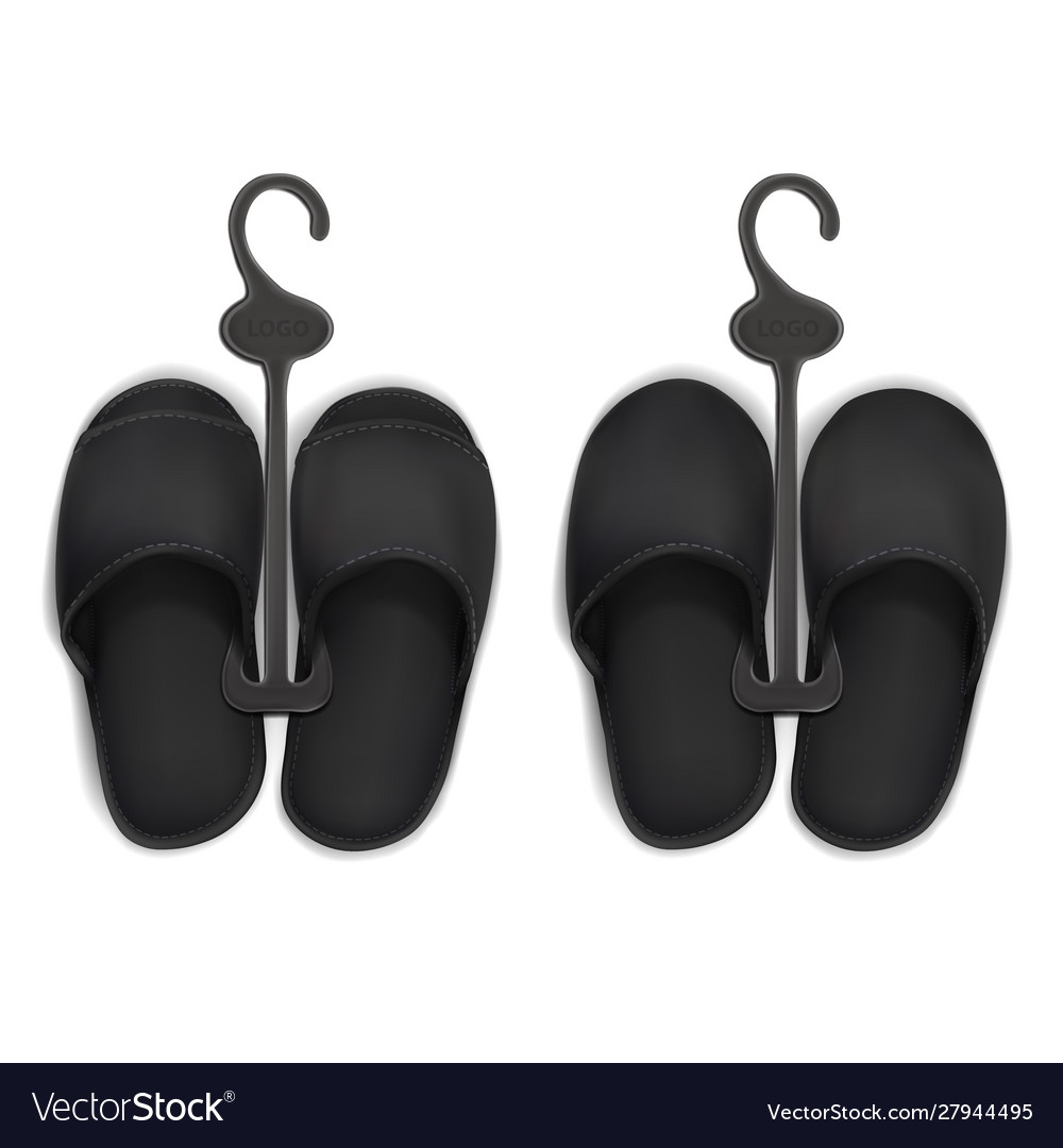 Unn mock up black slippers Royalty Free Vector Image Unn mock up black slippers Royalty Free Vector Image