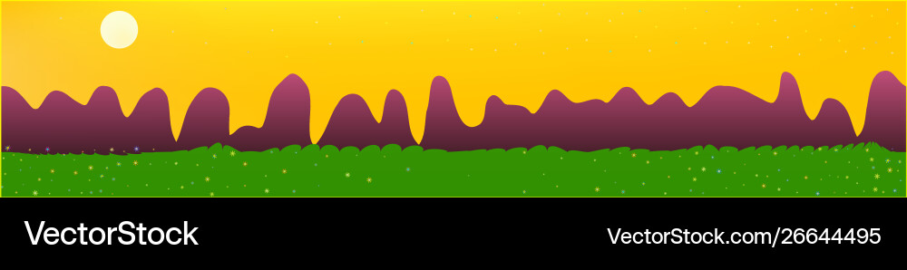 Yellow sky and mountains landscape Royalty Free Vector Image
