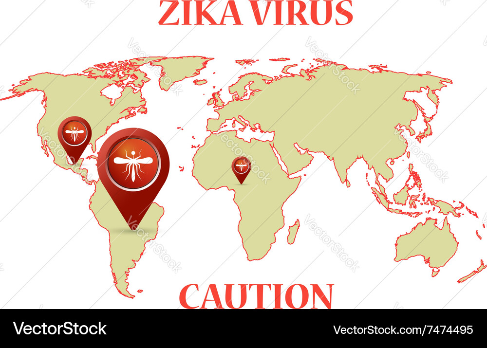 Zika virus with mosquito earth map infographic Vector Image