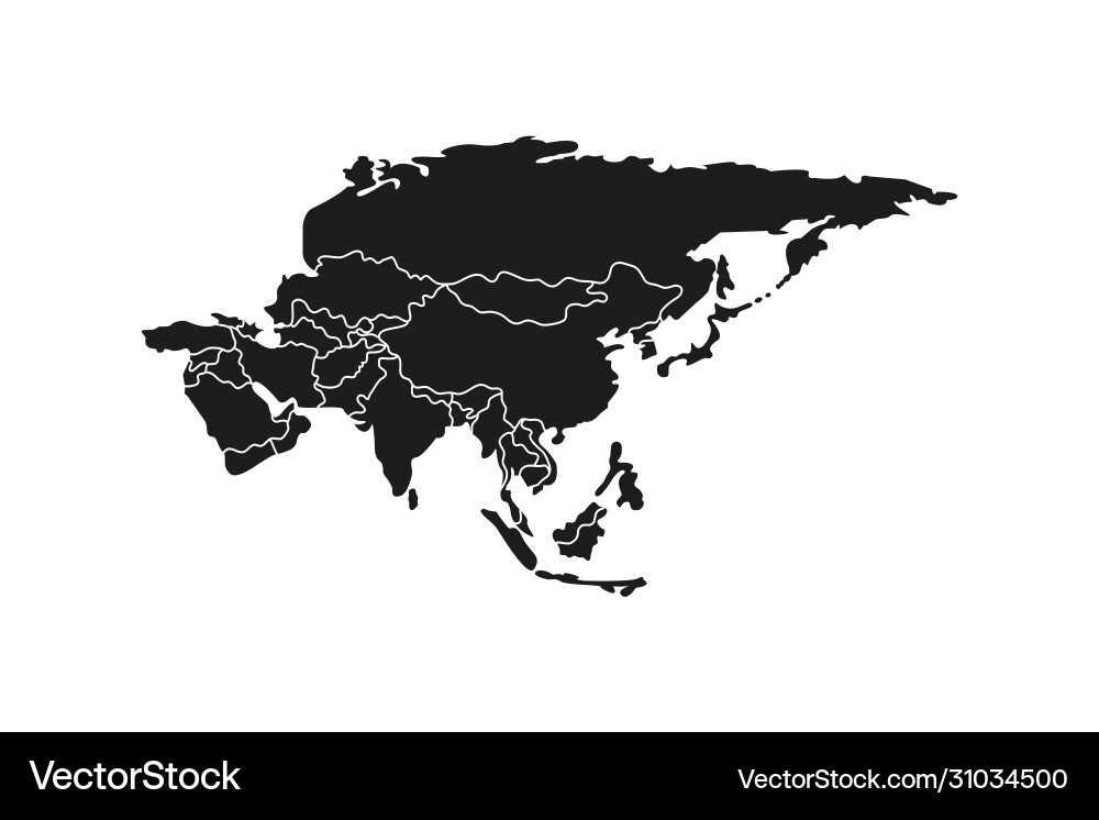 Best asia outline world map Royalty Free Vector Image