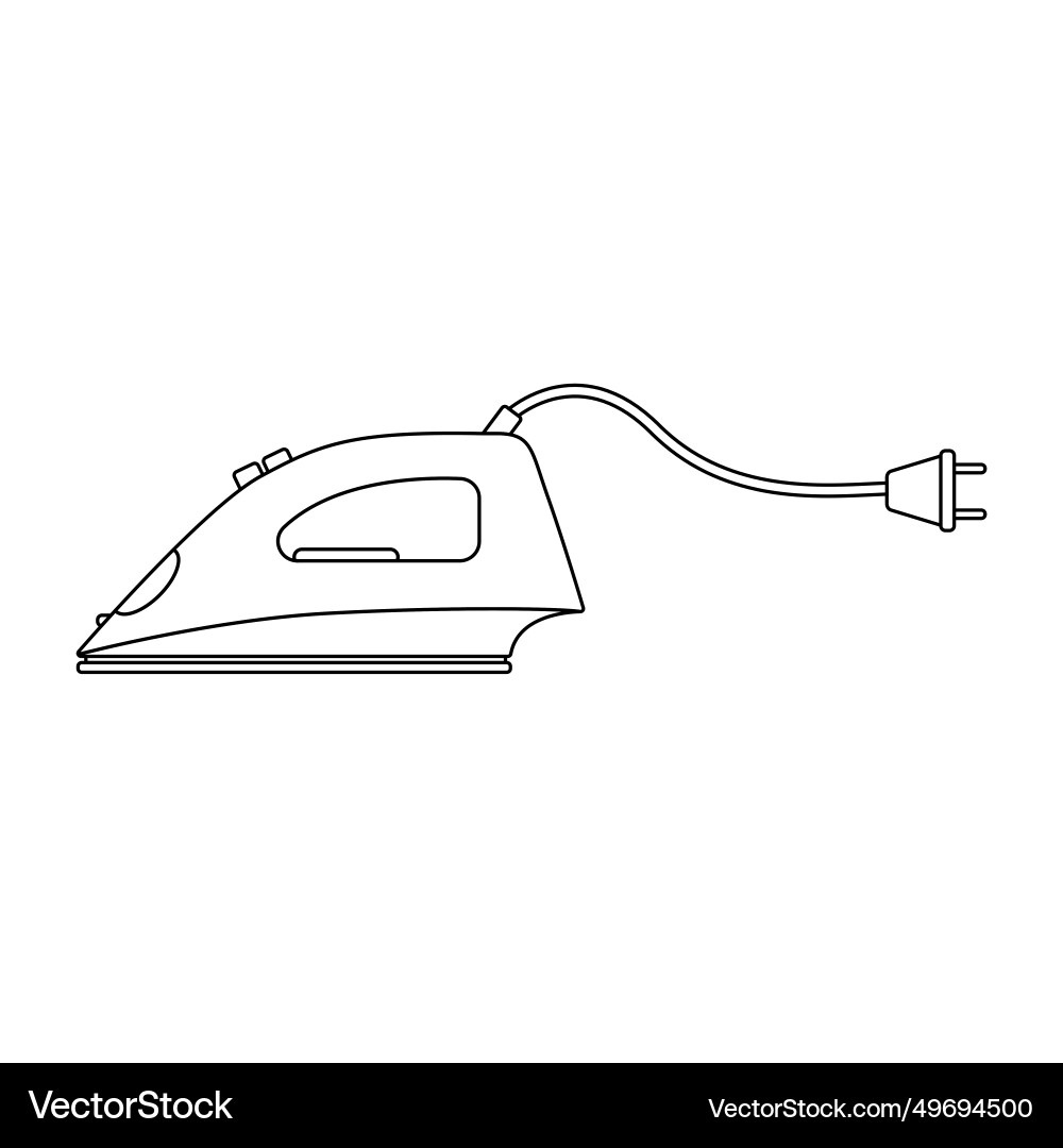 Electric iron outline on white Royalty Free Vector Image