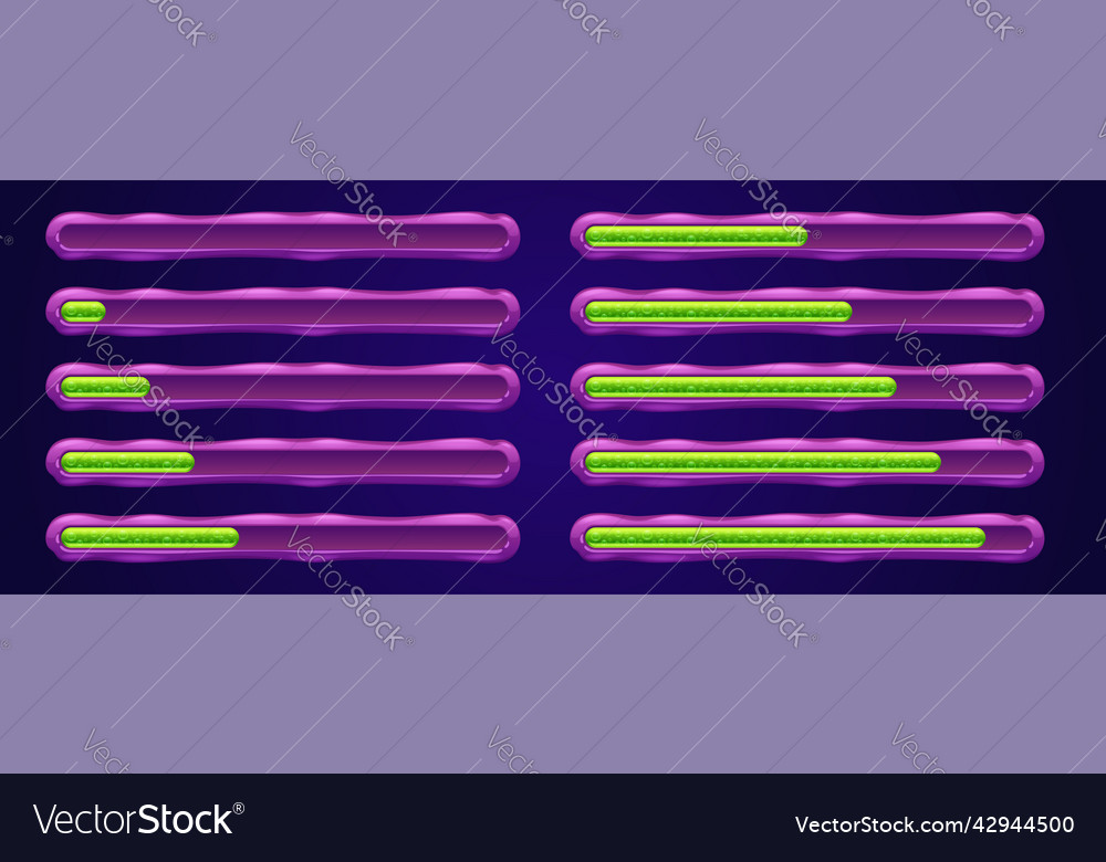 Game ui loading progress bars cartoon set Vector Image