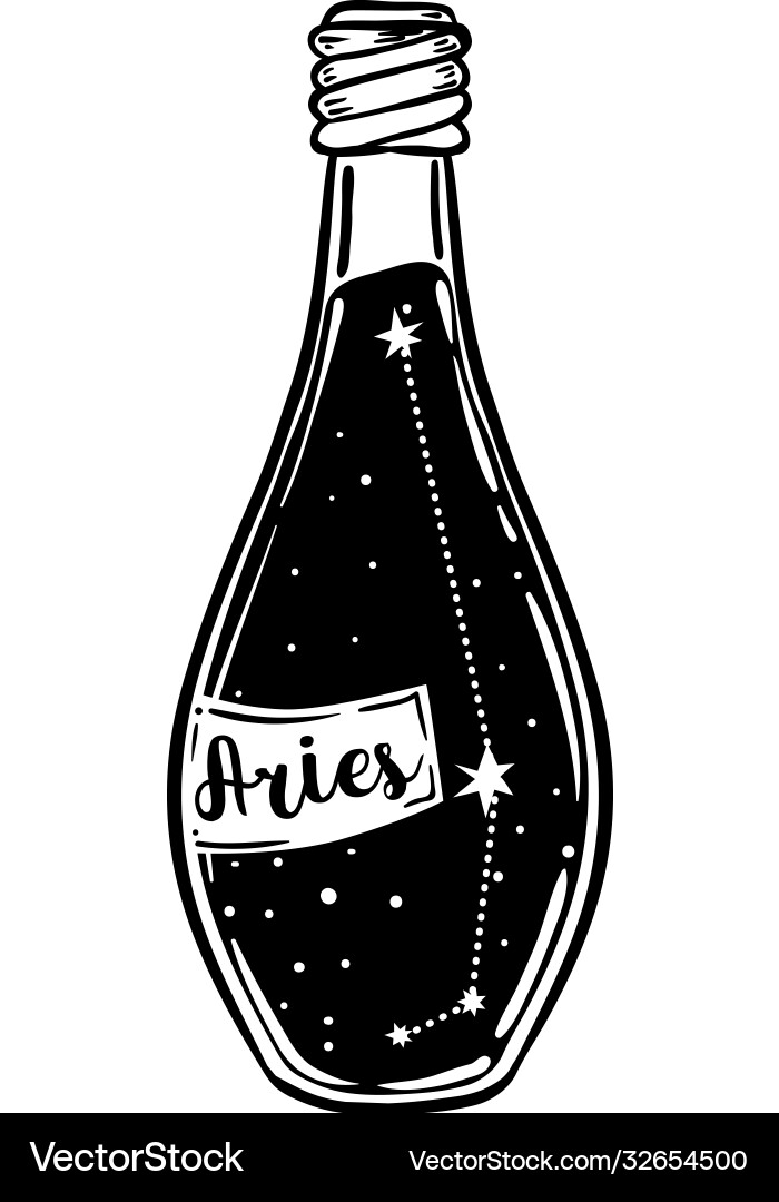 Glass bottle with zodiac aries constellation Vector Image