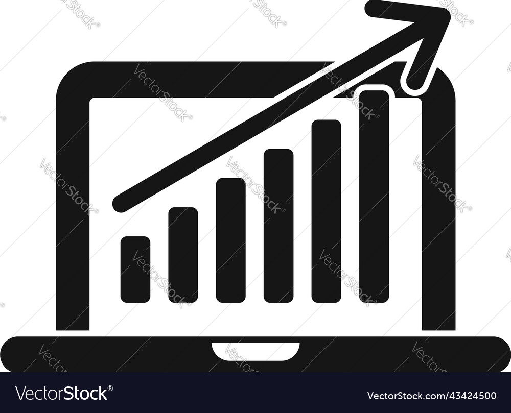 Laptop graph development icon simple Royalty Free Vector
