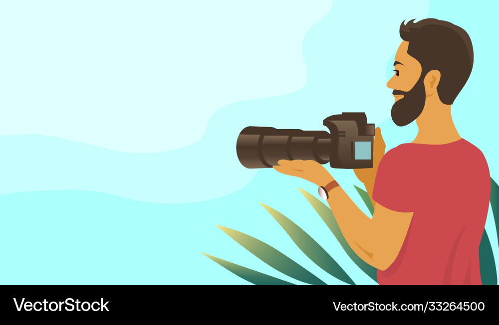 Man takes pictures with camera Royalty Free Vector Image