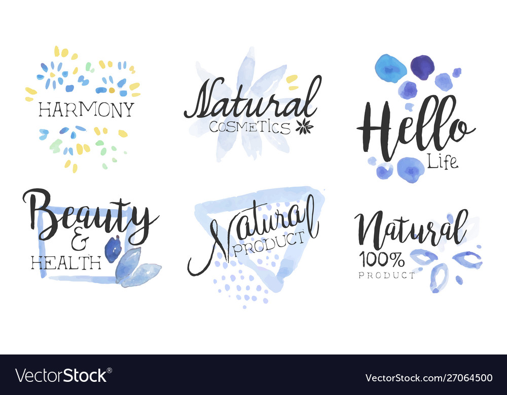 Natural cosmetics lables set beauty and healthy Vector Image