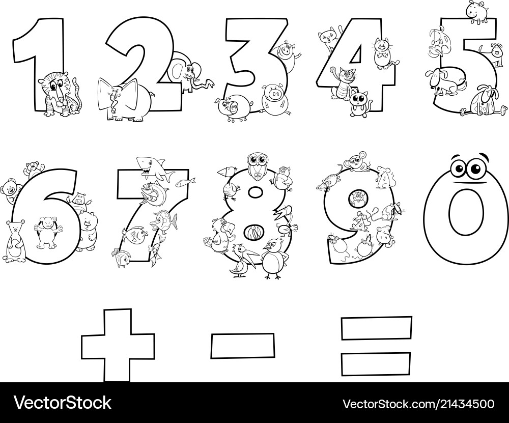 Numbers collection with cartoon animals Royalty Free Vector