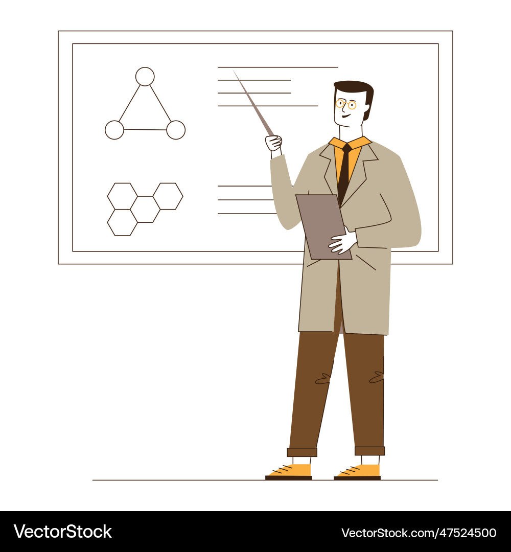 Professor explaining medical research result Vector Image