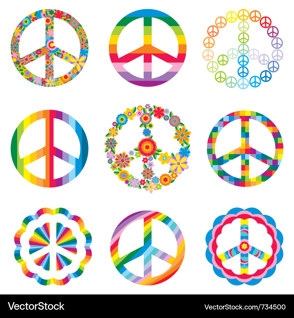 Set of abstract peace symbols Royalty Free Vector Image