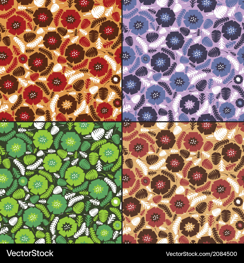 Set of four floral seamless pattern Royalty Free Vector