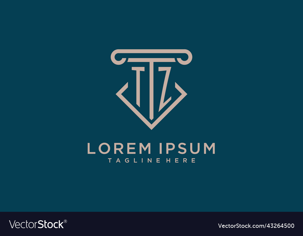 Tz initial with pillar icon design clean Vector Image